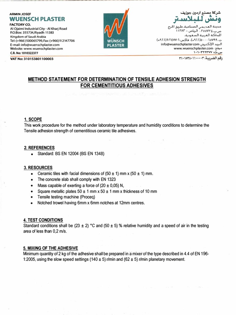 Test Method For Adhesive Strength | PDF | Building Technology ...