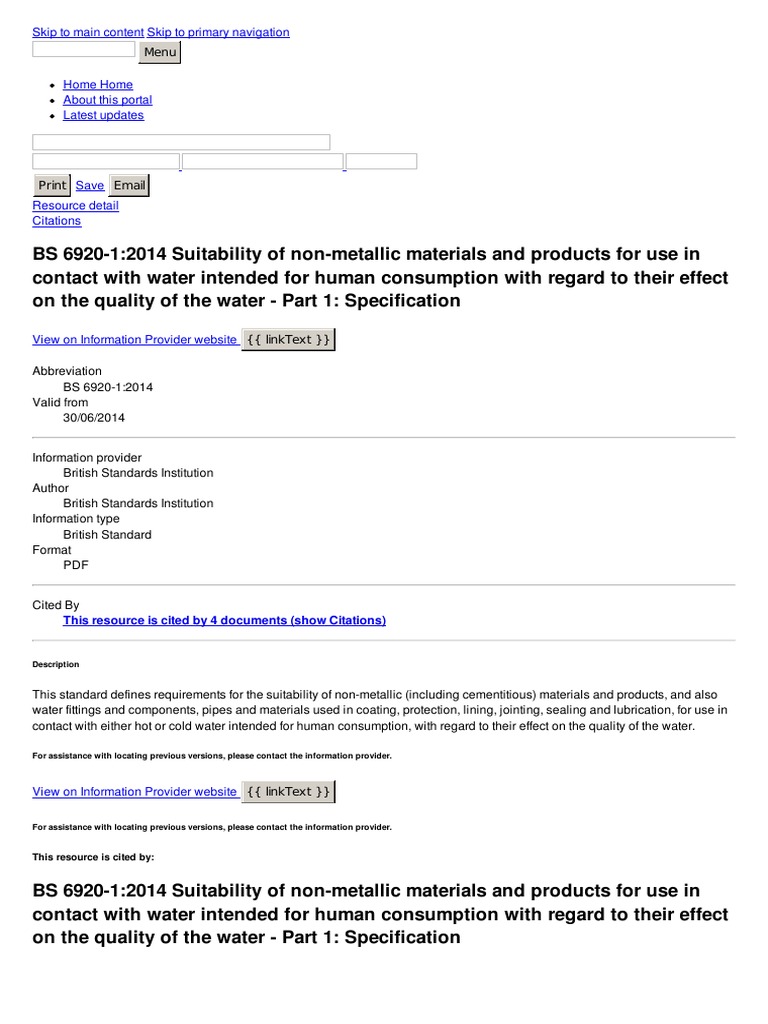 Bs 6920 12014 14366 | PDF | Water | Specification (Technical Standard)