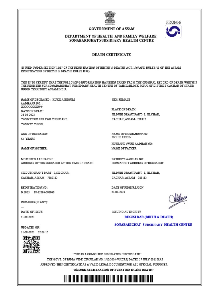 Death Certificate Ku | Download Free PDF | Social Institutions | Government