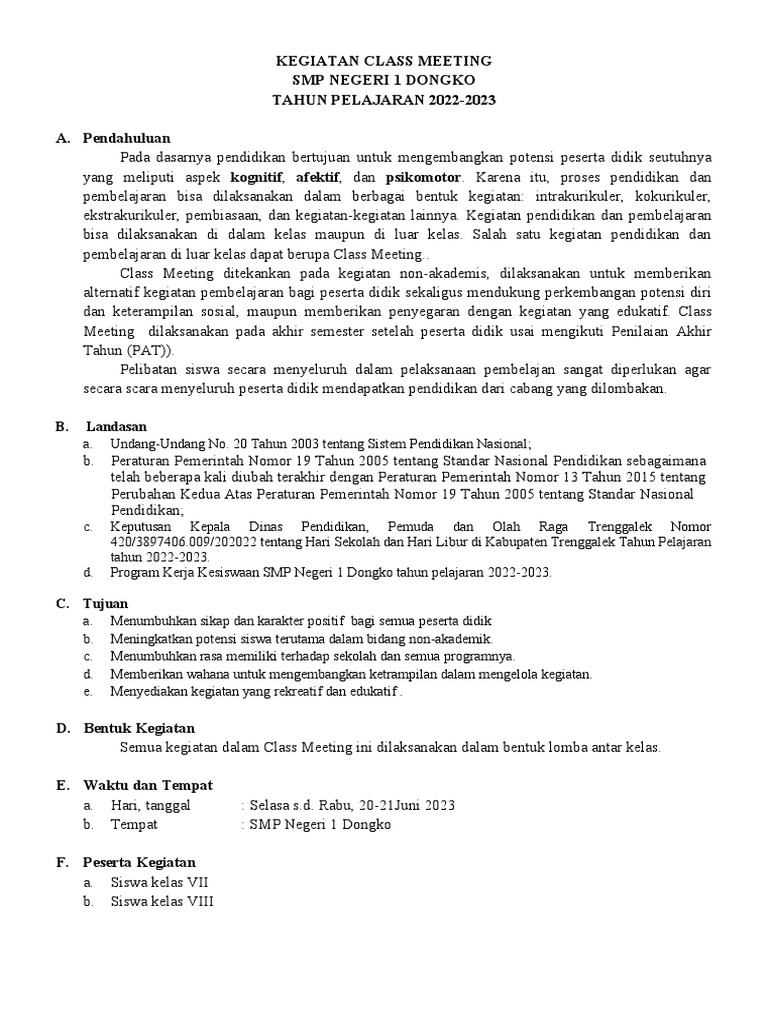 Class Meeting SMT II 2022-2023 Program | PDF