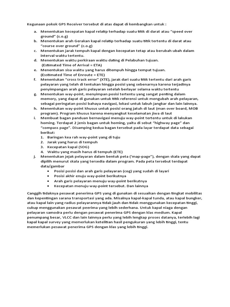 Kegunaan Pokok GPS Receiver | PDF