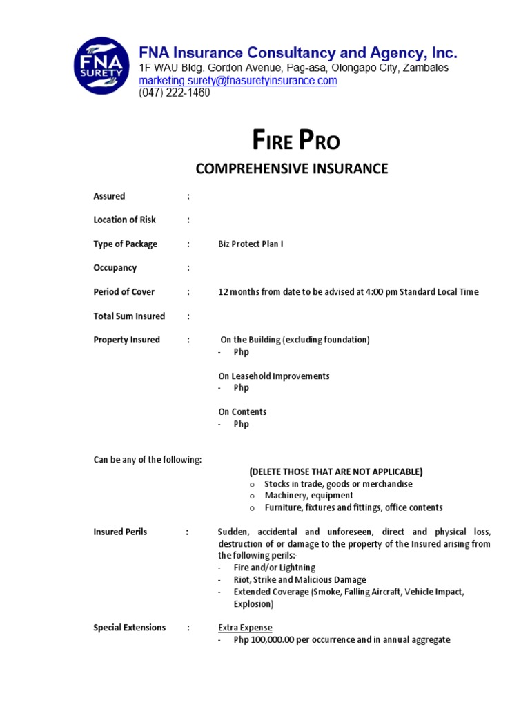 Proposal Fire PRO Quotation | PDF | Insurance | Liability Insurance