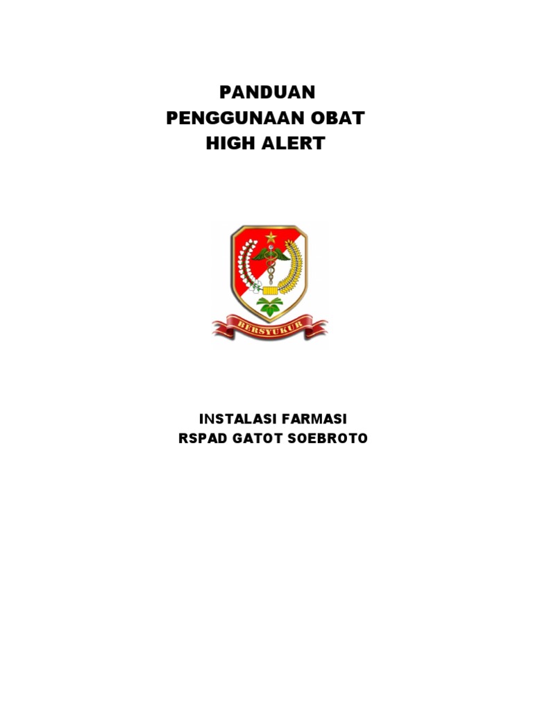 Panduan Penggunaan Obat High Alert | PDF