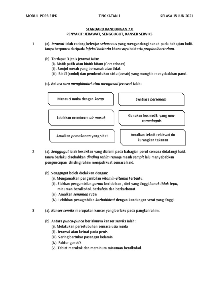 Nota Unit 7 Penyakit Tingkatan 1 | PDF