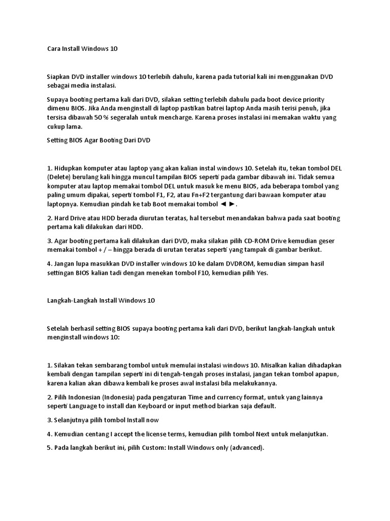 Cara Install Windows 10 Pdf