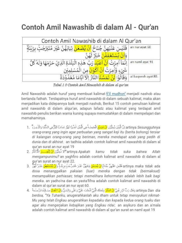 Contoh Amil Nawashib dalam Al-Qur'an | PDF