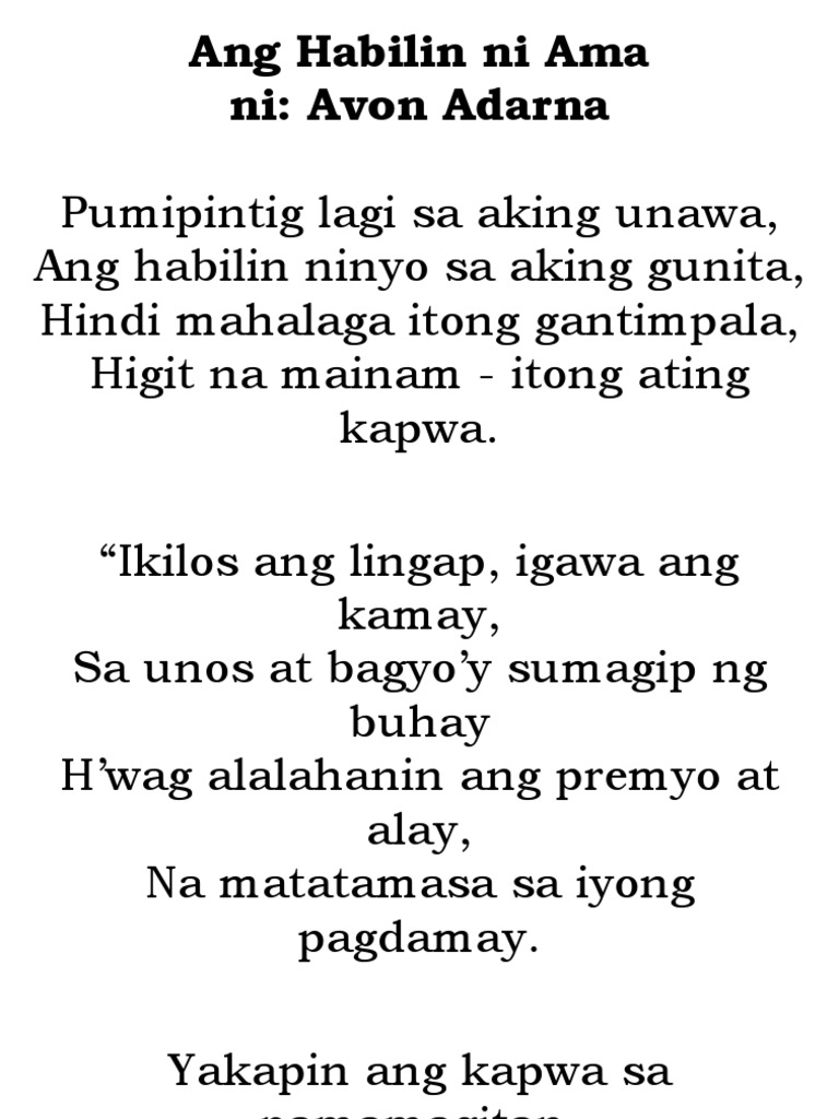 Ang Habilin Ni Ama | PDF