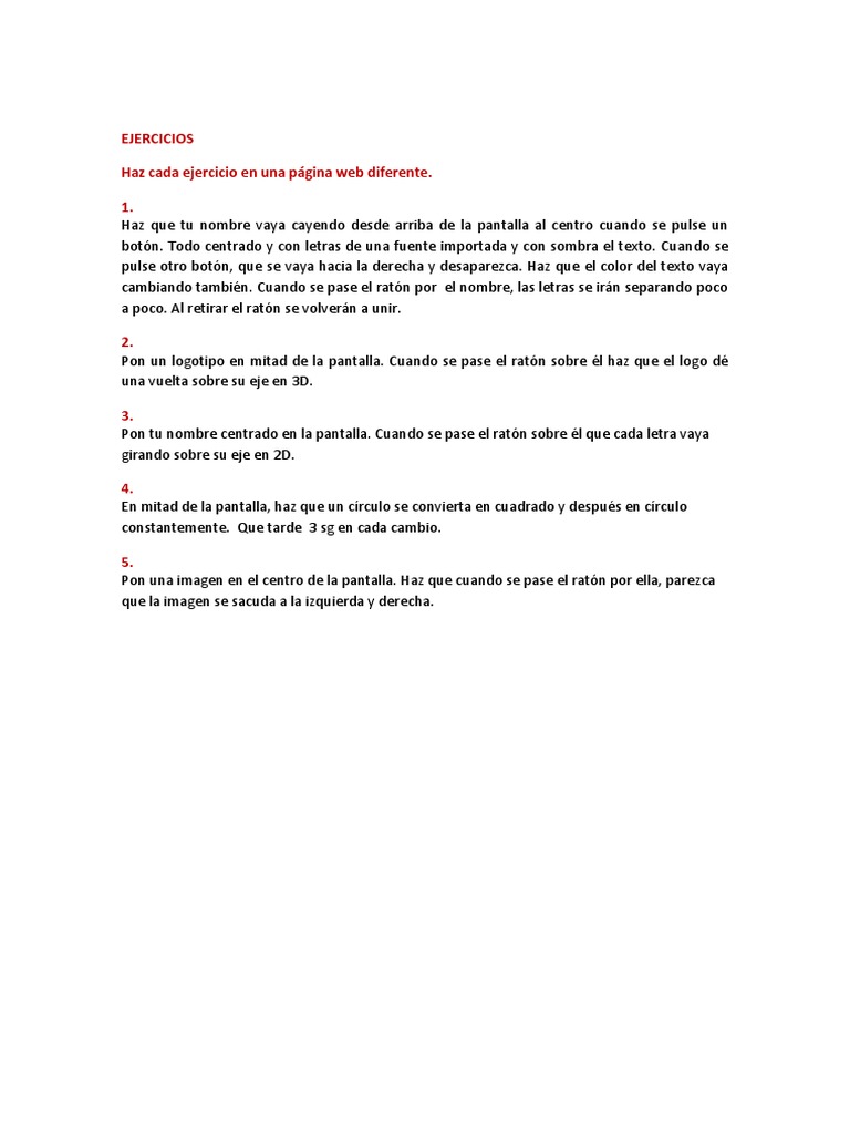 Ejercicios CSS. | PDF