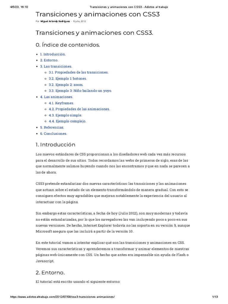Transiciones y Animaciones Con CSS3 - Adictos Al Trabajo | PDF