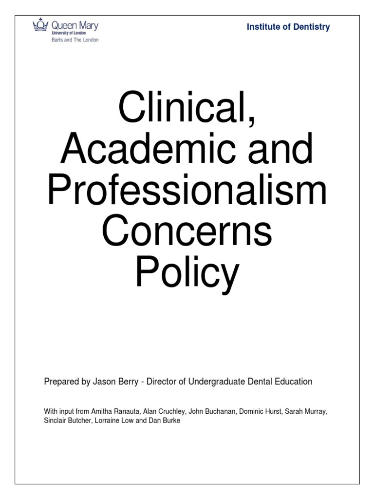 Clinical Academic and Professionalism Concerns Policy (SB) | PDF ...