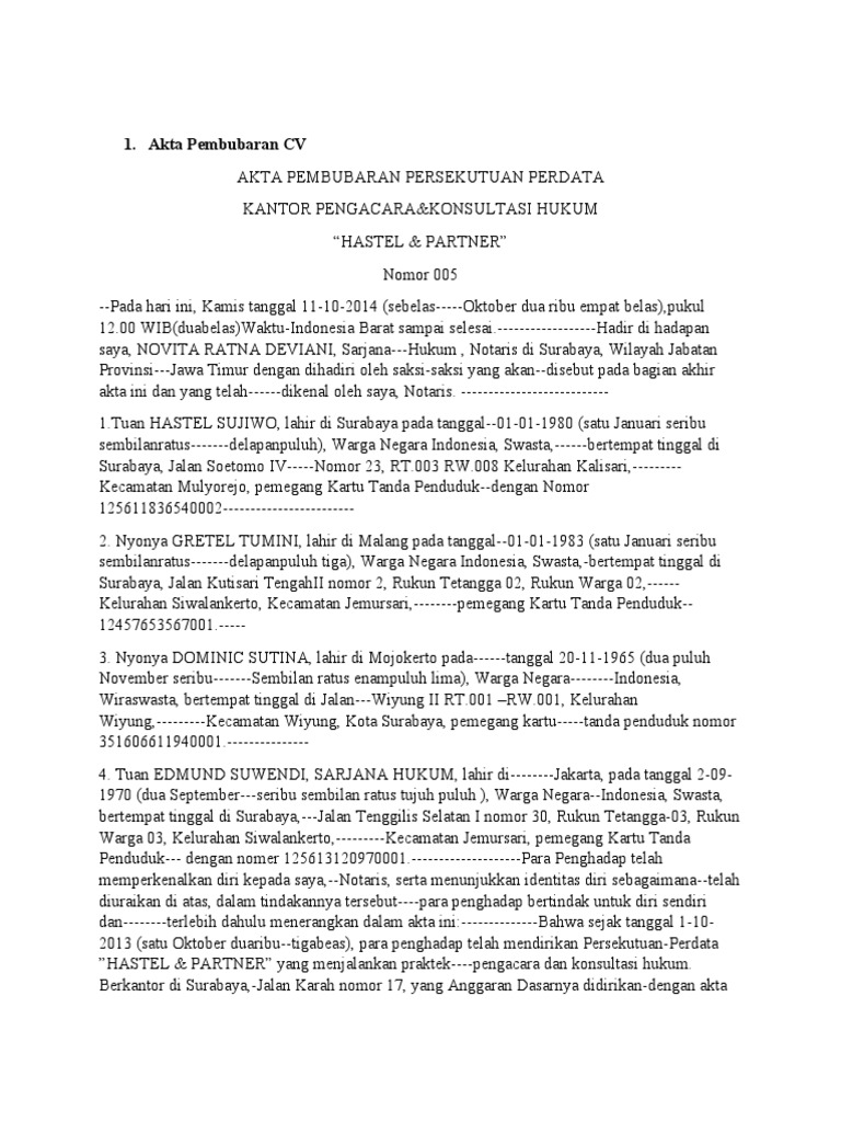 Akta Pembubaran CV | PDF