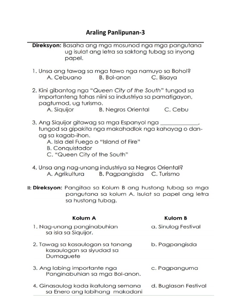 ARAL PAN - Summative Test q3-w3 | PDF