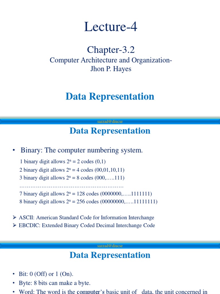 Lecutre-4 Data Representation | PDF