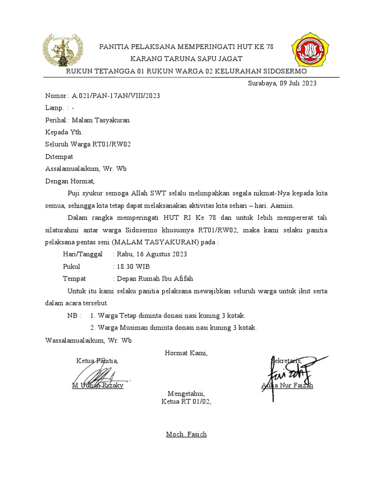 Surat Donatur 17 Agustus | PDF