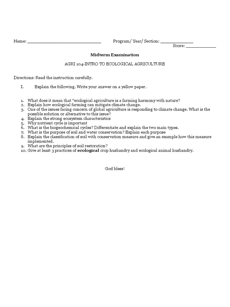 Agri 104 Midterm | PDF