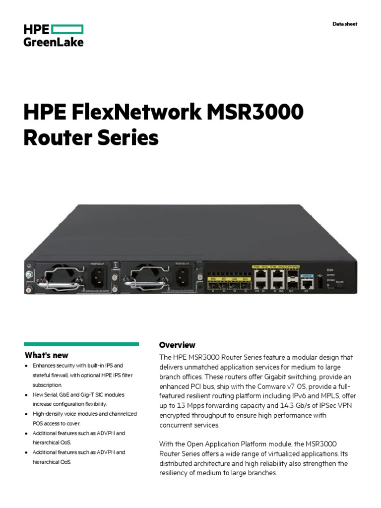 HPE FlexNetwork MSR3000 Router Series-PSN5408895USEN | PDF | Router ...