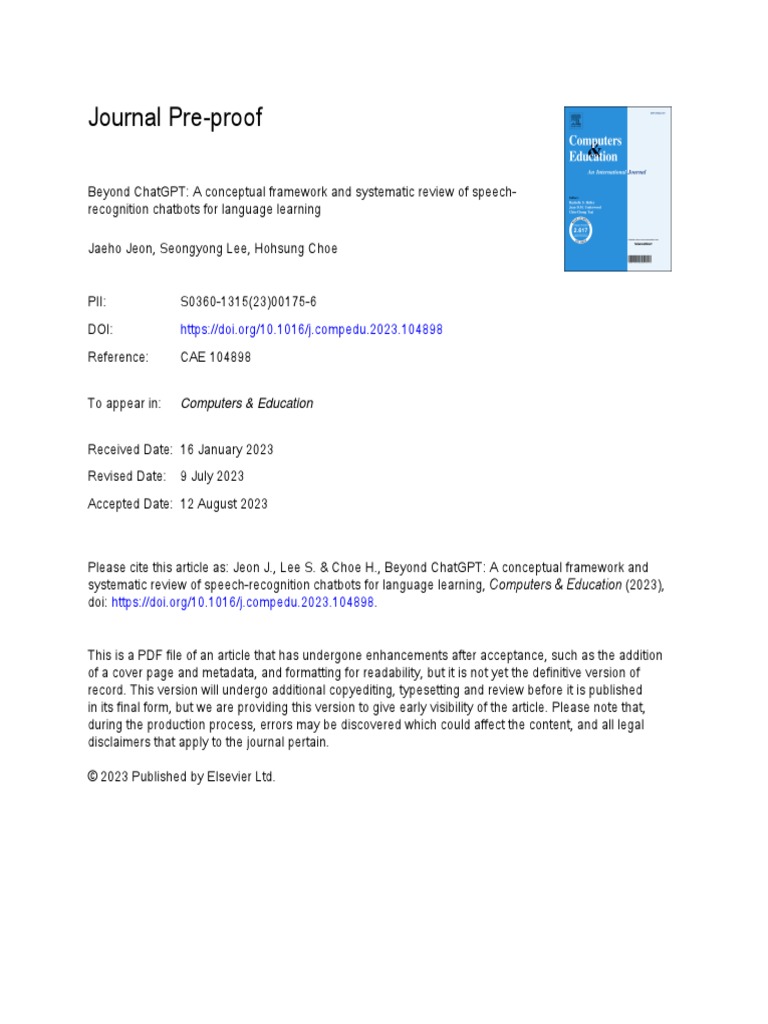 Beyond ChatGPT A Conceptual Framework and Systematic Review of Speech-Recognition Chatbots For ...