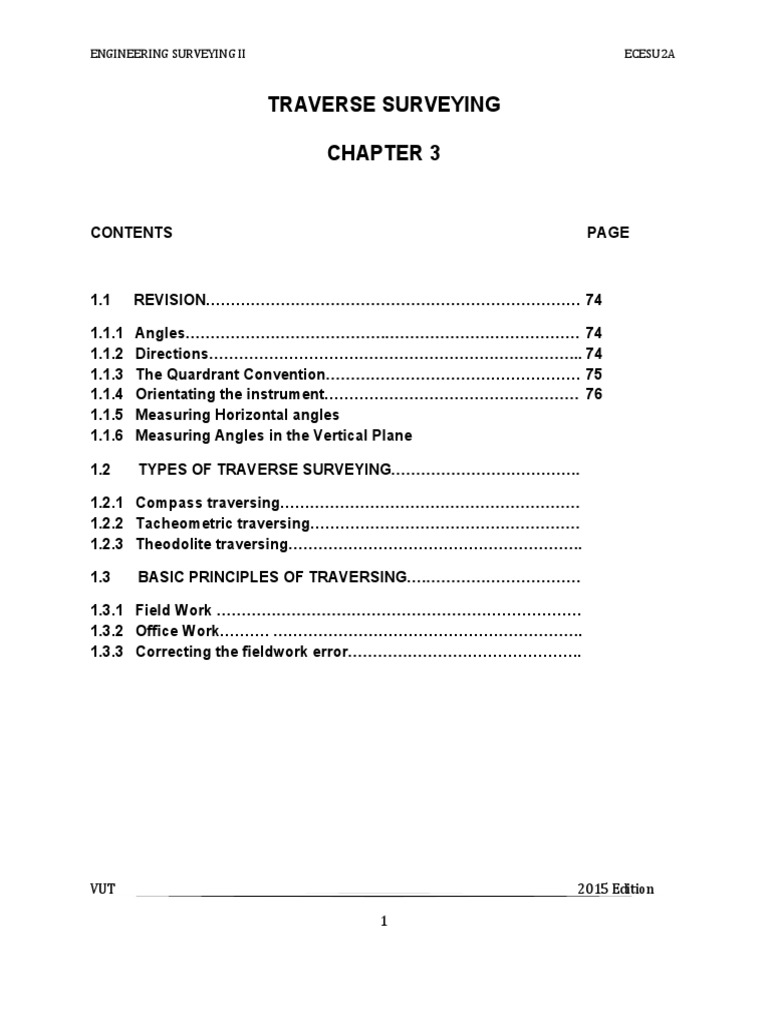 CHAPTER 3 - TRAVERSE SURVEY.pdf (1) | PDF | Surveying | Metrology