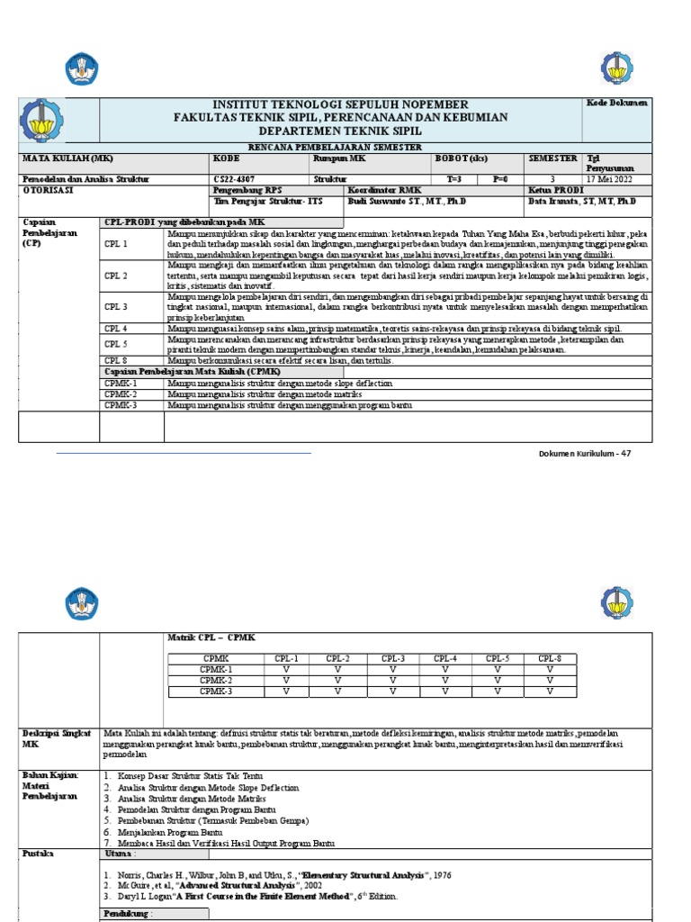 Rps-Kurikulum-2022-1-8-Rev.-3 - Format Its - Mektek 2 | PDF