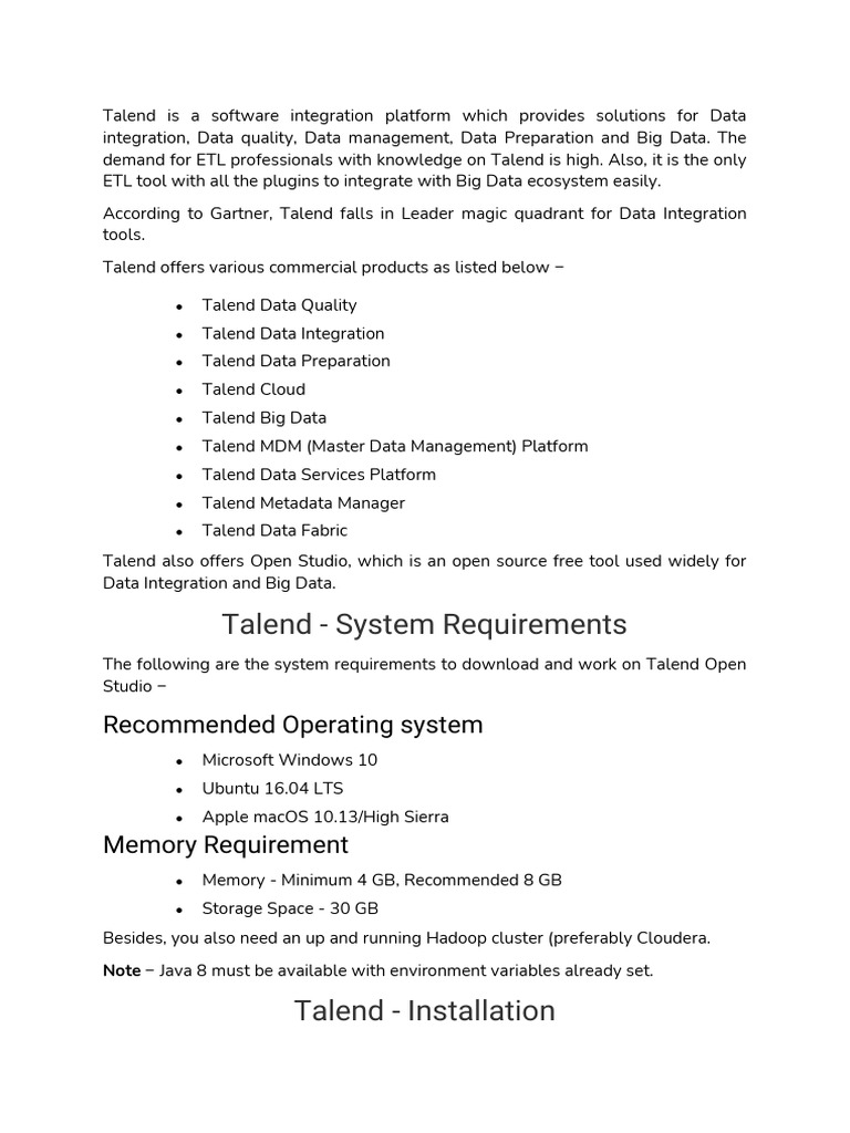 Talend Quick Book | PDF | Databases | Computer File