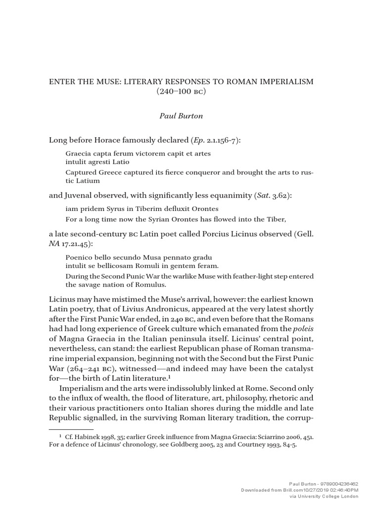 Burton - Muses and Roman Imperialism | PDF | Ancient Rome | Latin ...