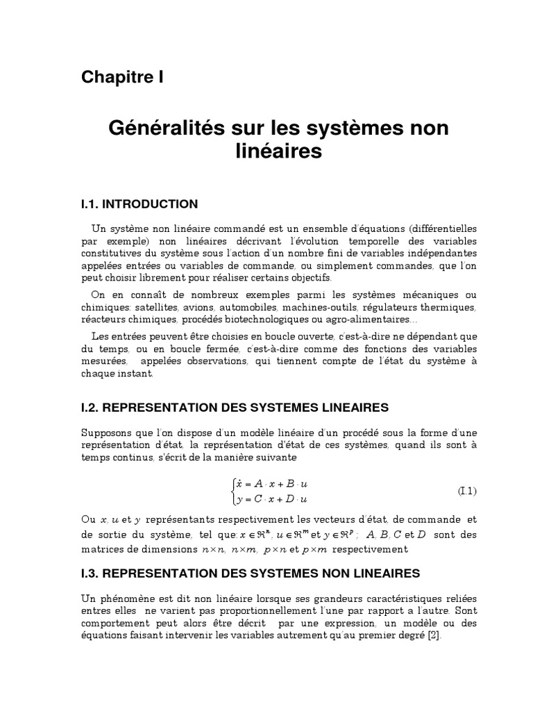 Introduction aux systèmes non linéaires | PDF | Mathématiques ...