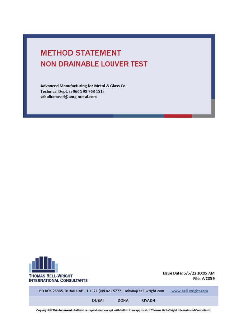 WC059 AMG Metal Non Drainable Louver Test - MSRK | PDF | Flow ...