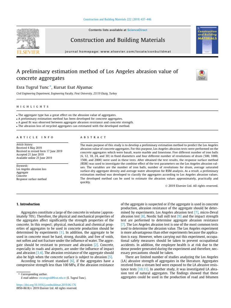 Estimating Los Angeles Abrasion Value for Aggregates | PDF | Concrete ...