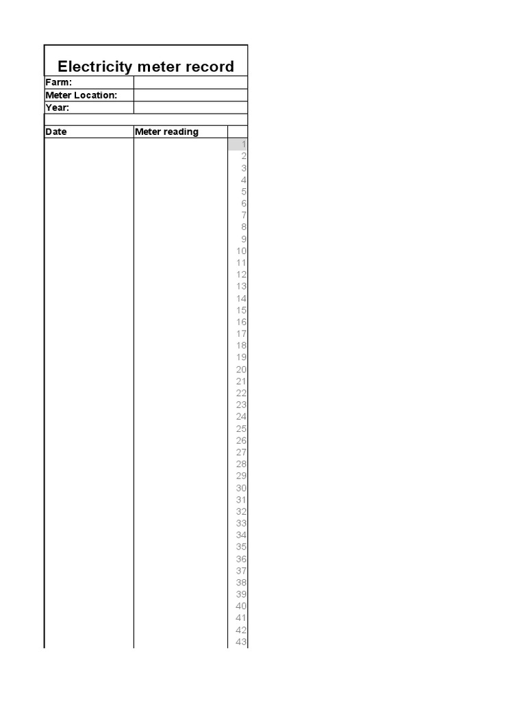 Electricity Meter Record | PDF | Energy And The Environment | Energy ...