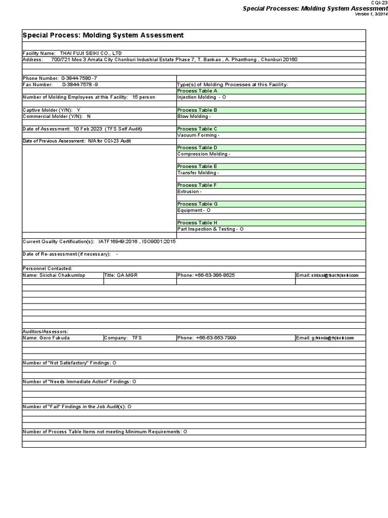 CQI-23 For Hitachi (Self Audit Submit 10-Mar-23) | PDF | Specification (Technical Standard ...