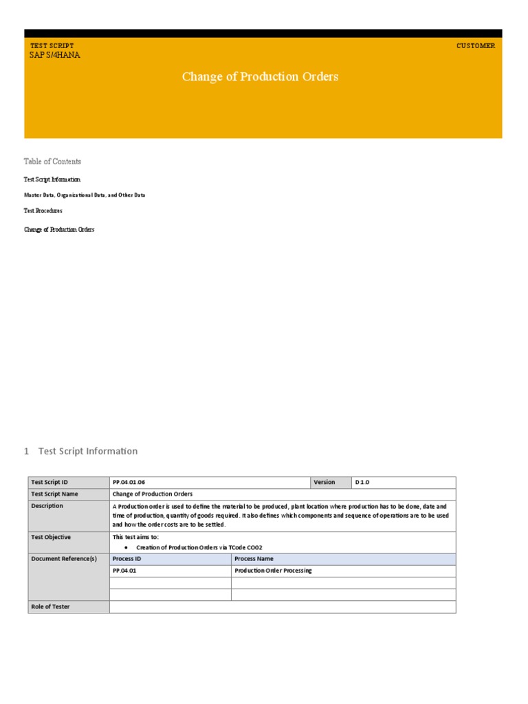 PP.04.01.06 Change of Production Orders | PDF | Data | Information