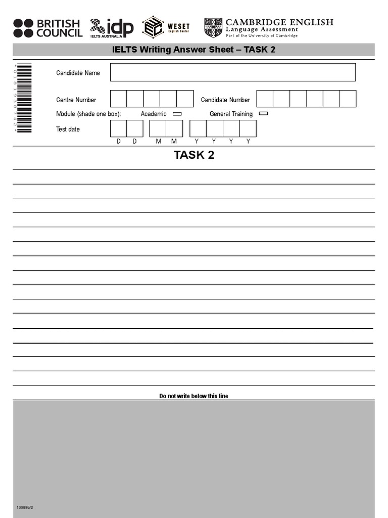 Answer Sheet - Mock Tests - Task 2 | PDF