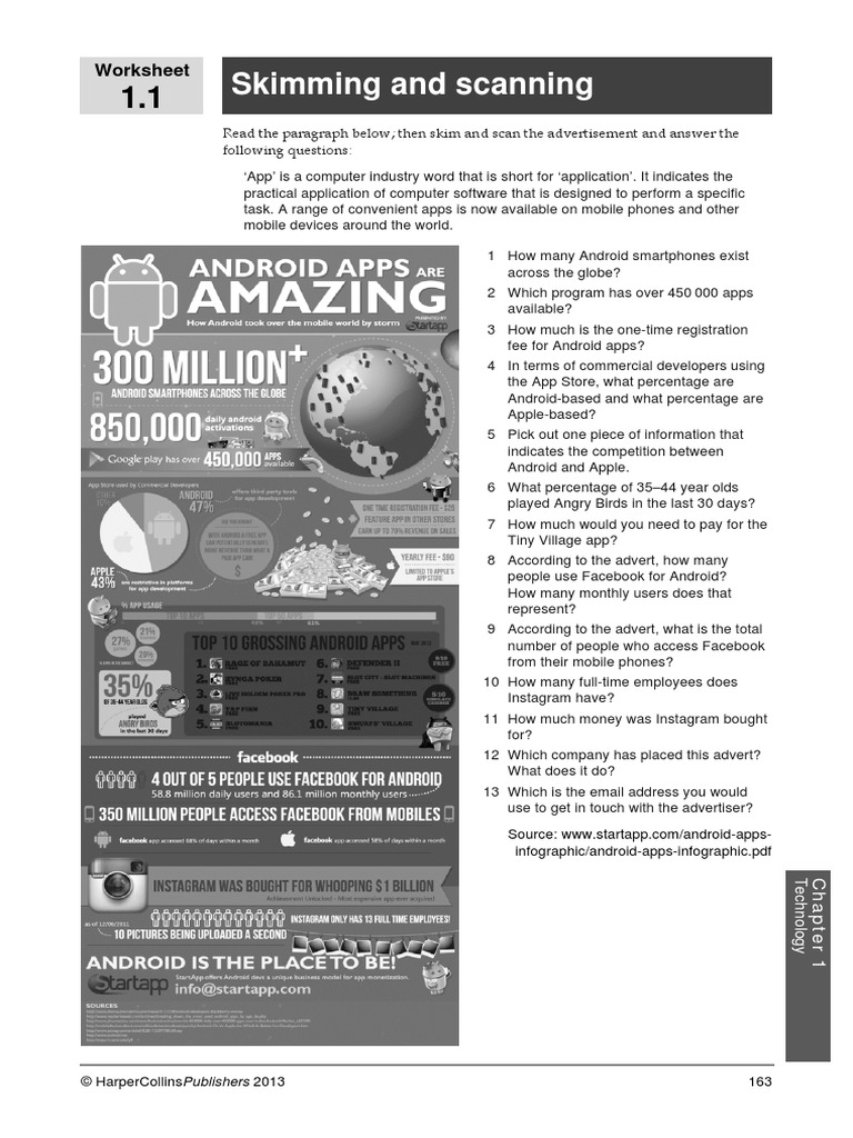 Skimming & Scanning-Worksheets-1-2 | PDF | Mobile App | Android ...