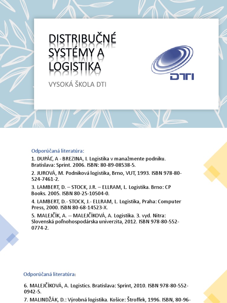 Distribučné Systémy A Logistika | PDF