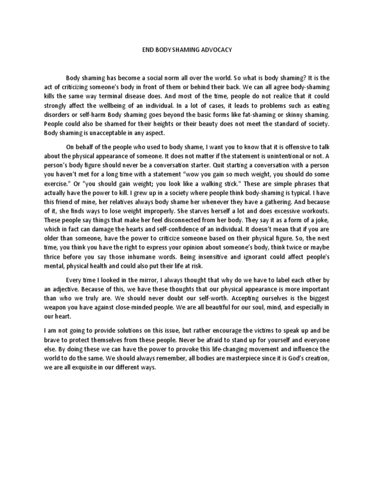 End Body Shaming Advocacy | PDF