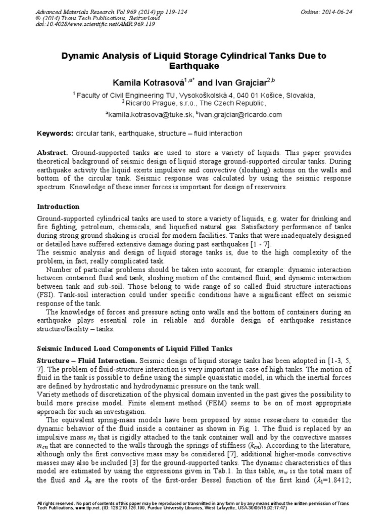 Earthquake Impact on Liquid Tanks | PDF | Navier–Stokes Equations ...
