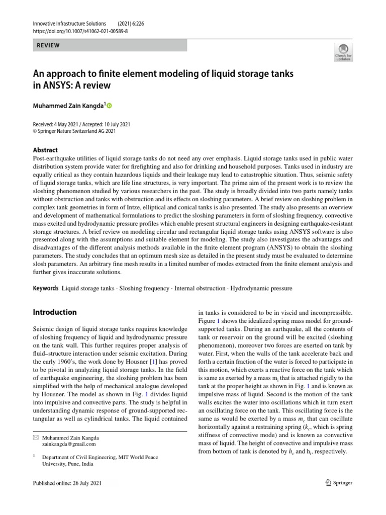 An Approach To Fnite Element Modeling of Liquid Storage Tanks in ANSYS ...
