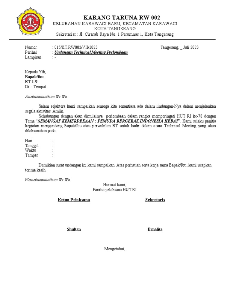 Draft Undangan TM | PDF