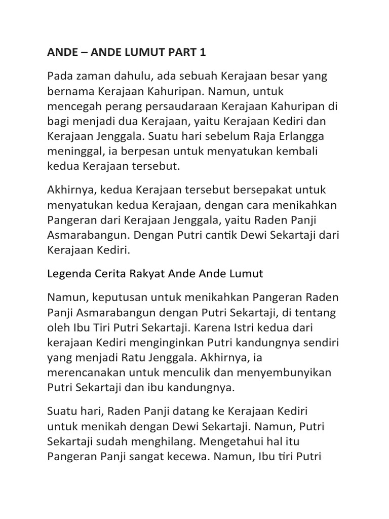 Ande - Ande Lumut Part 1 | PDF