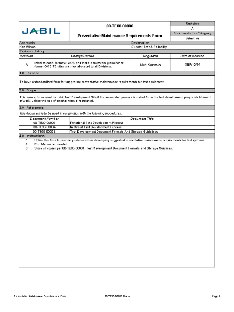 Maintenance Requirements List-CAPXS EOL Test FUT | PDF | Electrical ...