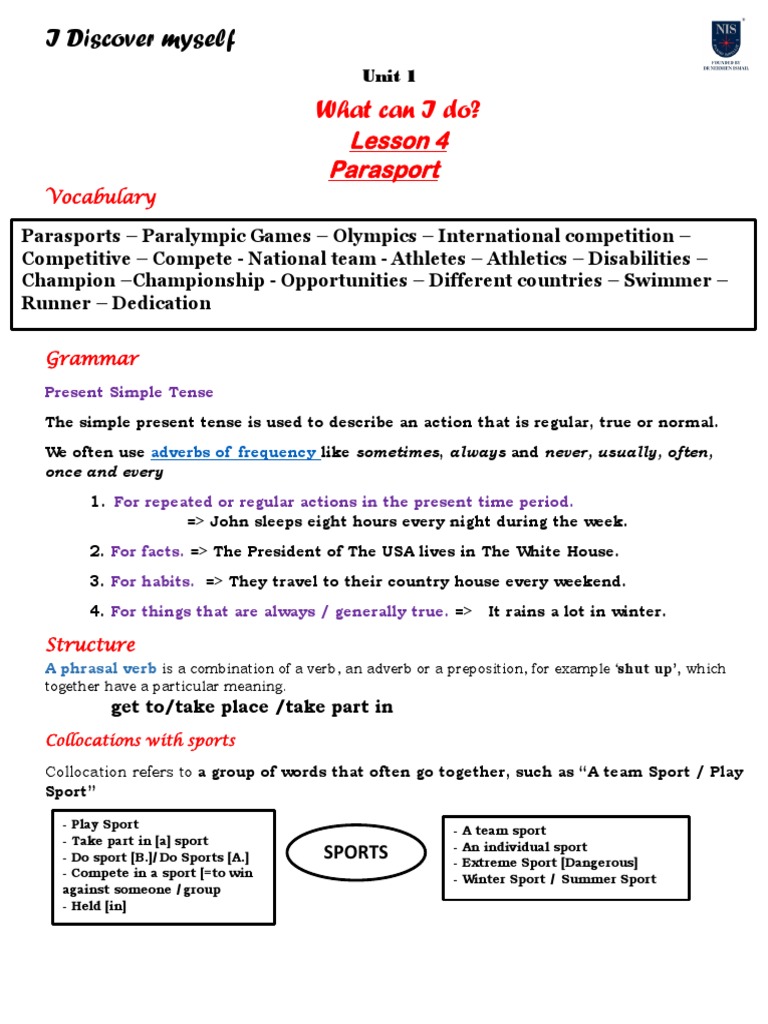 Connect Plus 4 Unit 1-Lesson 4 | PDF