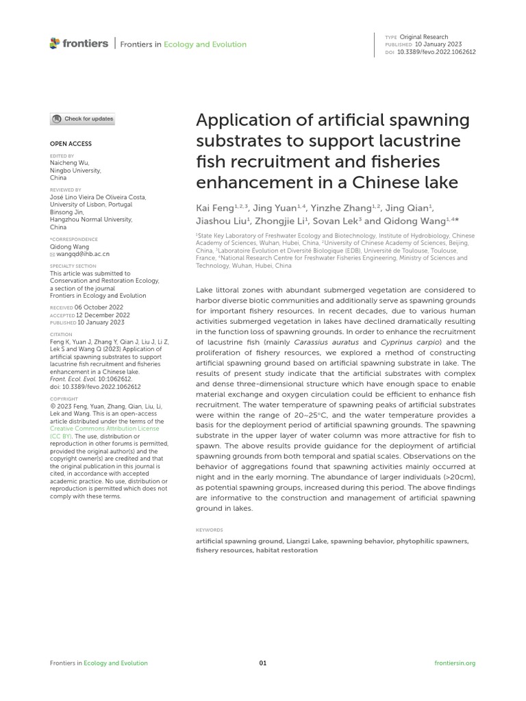 Feng Et Al - 2023 - Application of Artificial Spawning Substrates To ...