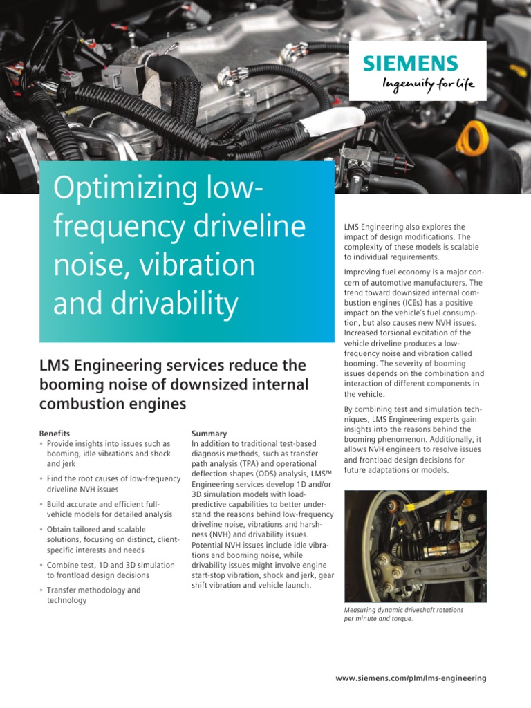 Siemens PLM LMS Low Frequency Driveline NVH Optimization Fs 51982 ...