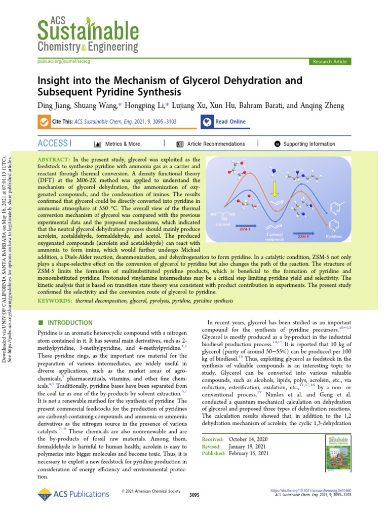2021 - Insight Into The Mechanism of Glycerol Dehydration and ...