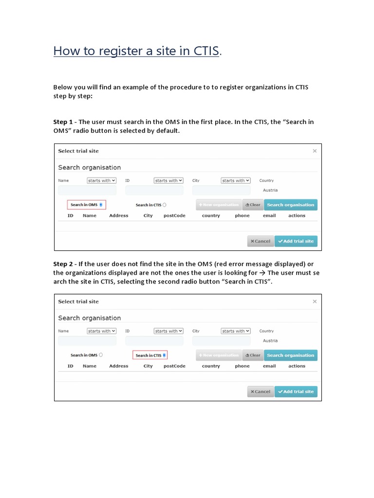 How To Register A Site in CTIS | PDF | Microsoft Windows | Information Technology
