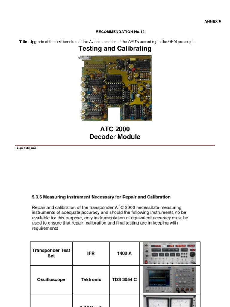6 Testing and Calibrating Decoder ATC2000 | PDF | Calibration | Electronics