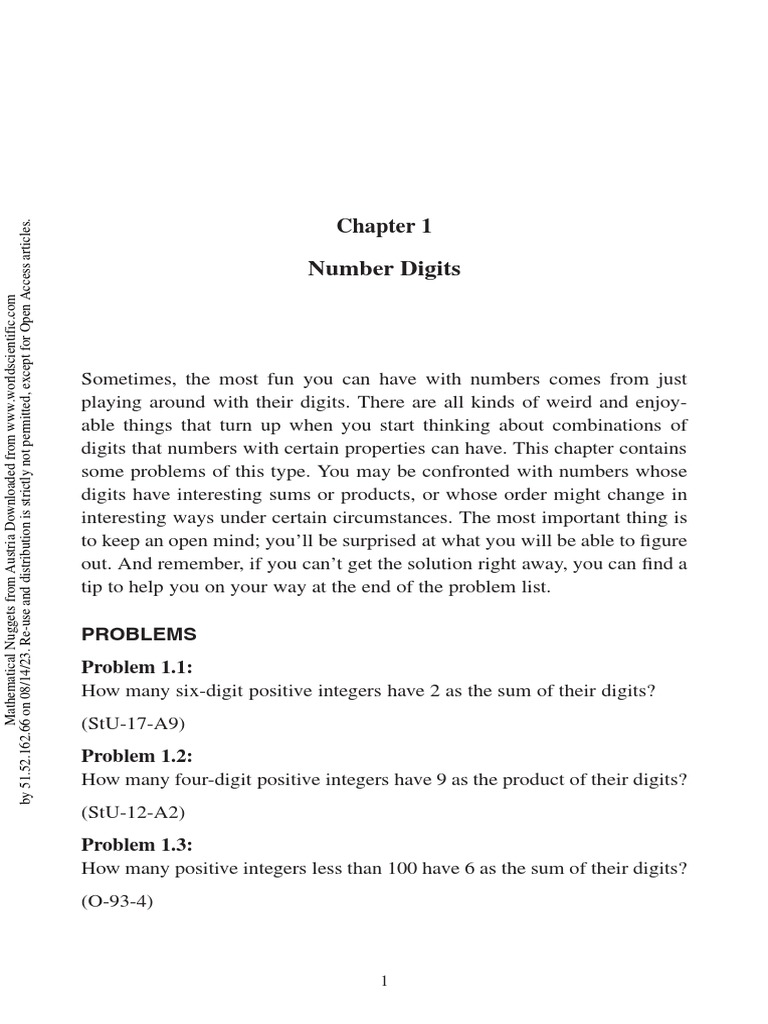 Number Digits: Problems Problem 1.1 | PDF | Numbers | Decimal