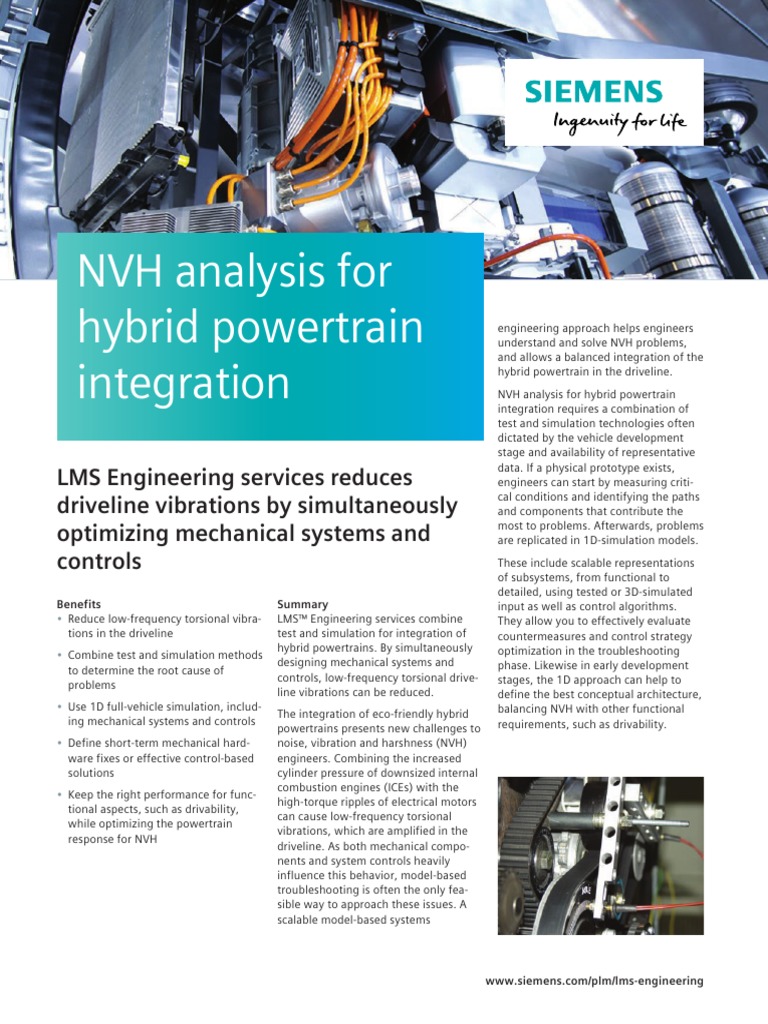 Siemens PLM LMS NVH Analysis For Hybrid Powertrain Integration Fs ...