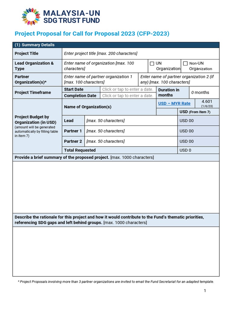 CFP-2023 - Project Proposal Template | PDF | Economies