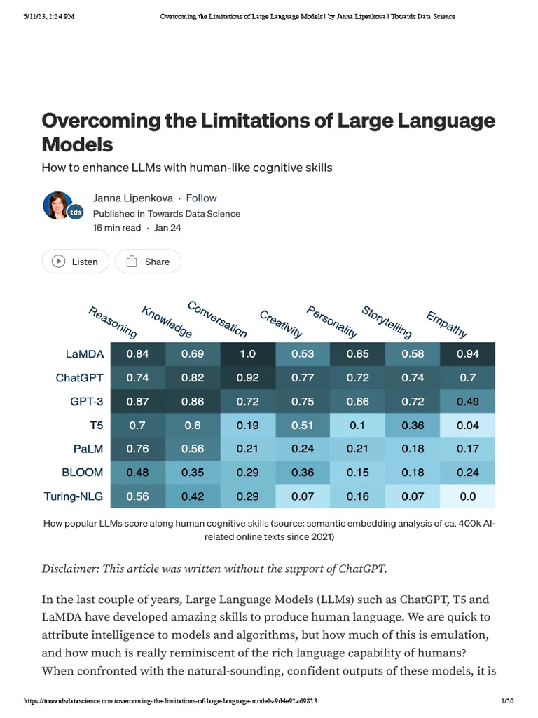 Overcoming The Limitations of Large Language Models - by Janna ... Overcoming The Limitations of Large Language Models - by Janna ...